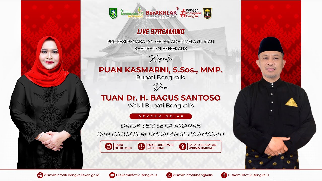 LIVE: PROSESI PENABALAN GELAR ADAT MELAYU RIAU KEPADA BUPATI DAN WAKIL ...