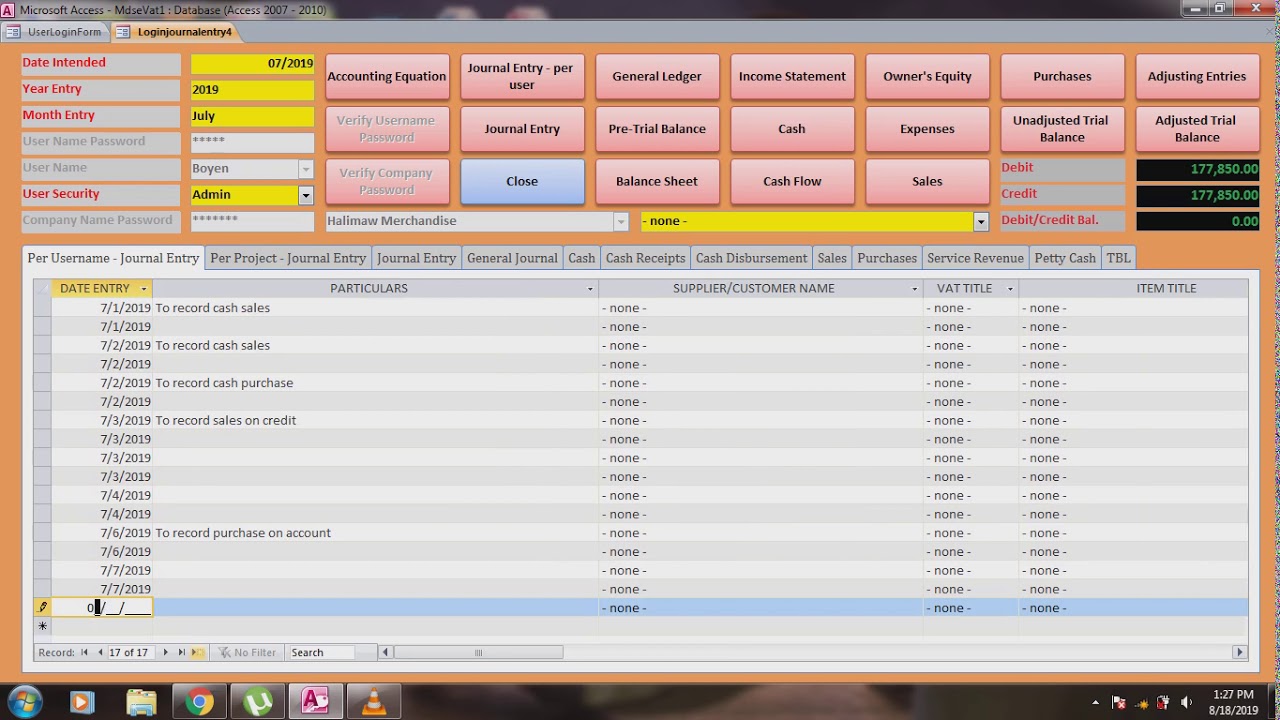Accounting Application developed in MS Access - YouTube