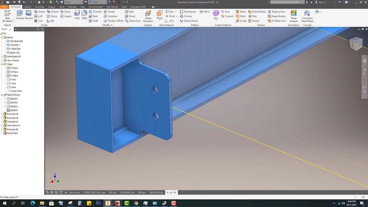Inventor Column_ Steel Structure _ P5 - YouTube
