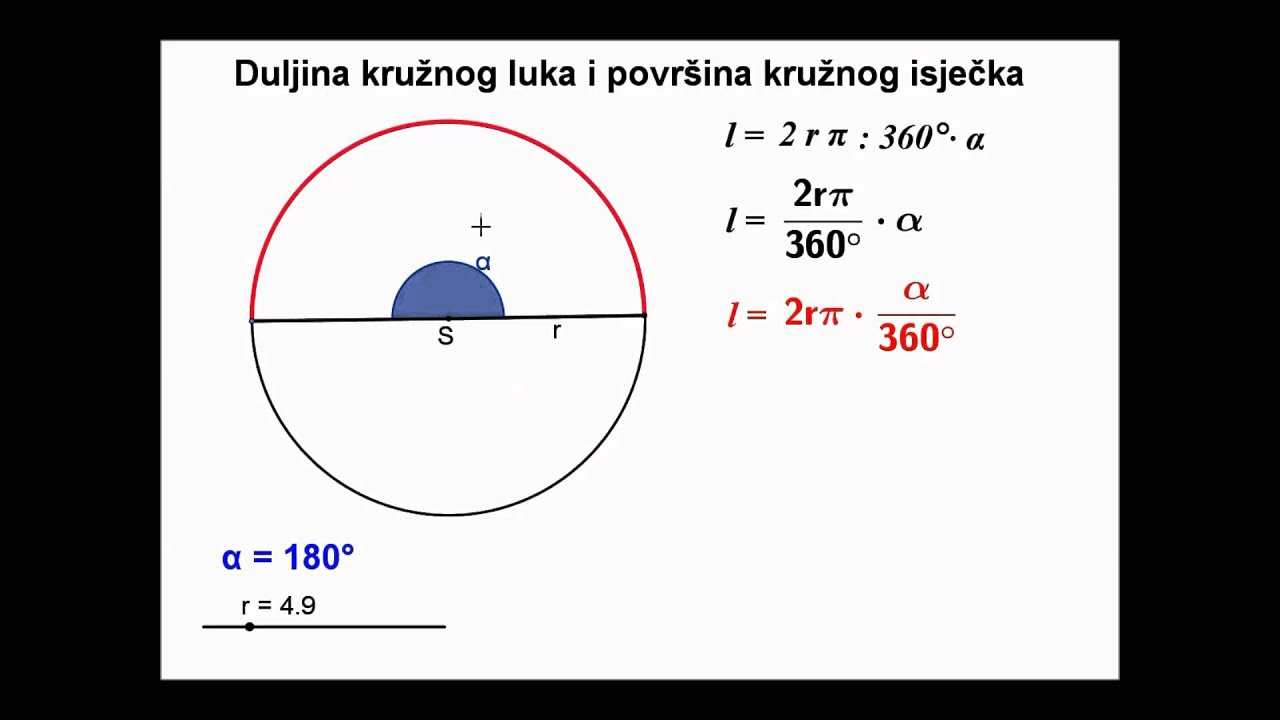 Duljina kružnog luka i površina kružnog isječka - teorija - YouTube