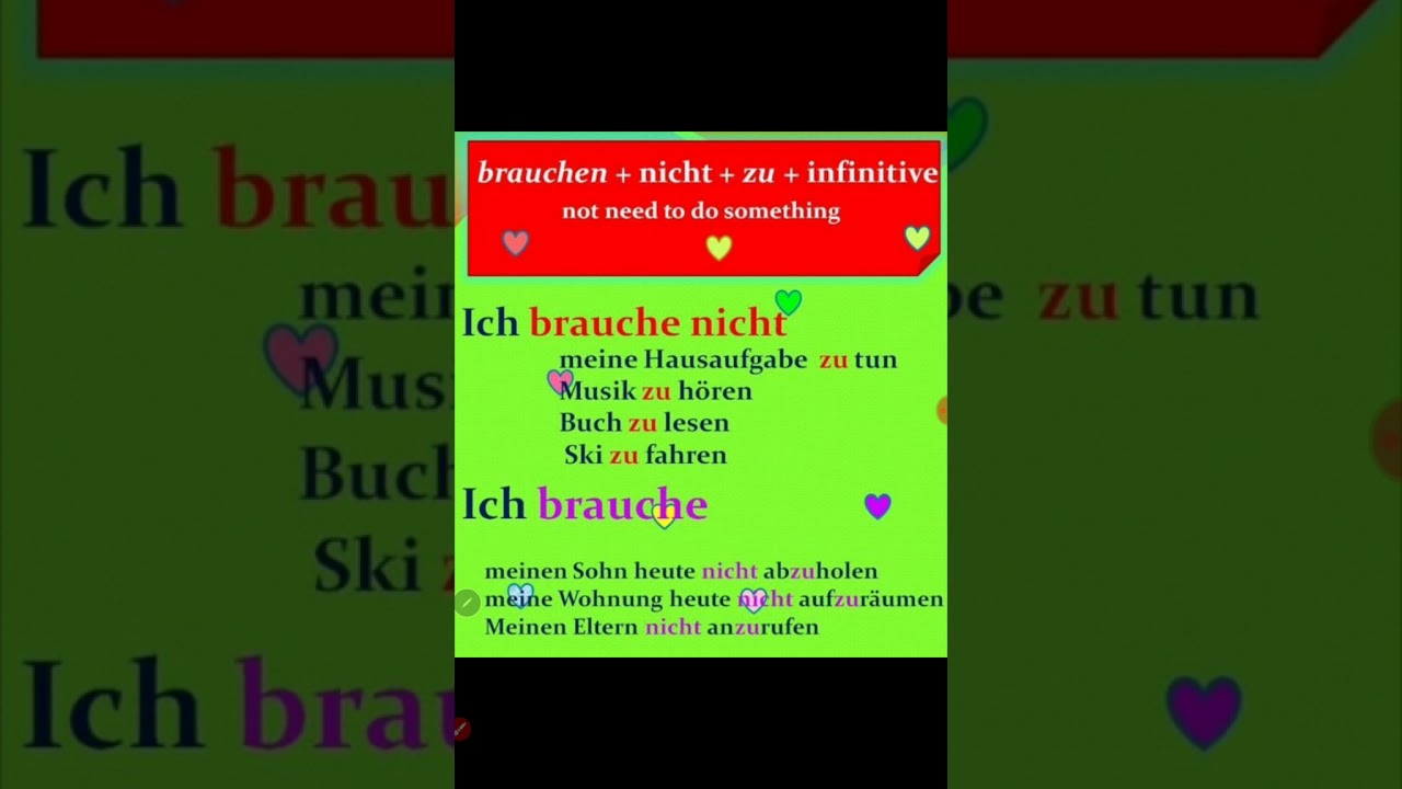 ตัวอย่างการใช้ verb : brauchen + nicht + zu + infinitiv #ติวเตอร์วิทย์ ...