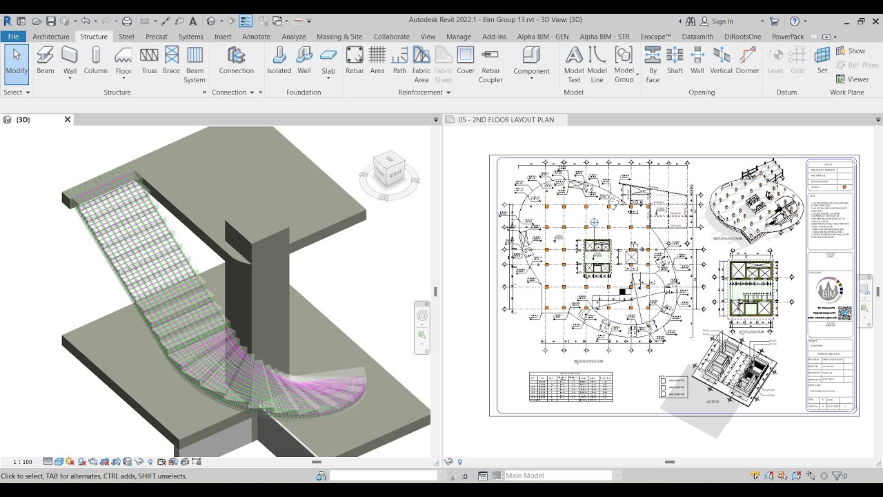 Modeling Rebar Spiral Stair In Revit - YouTube