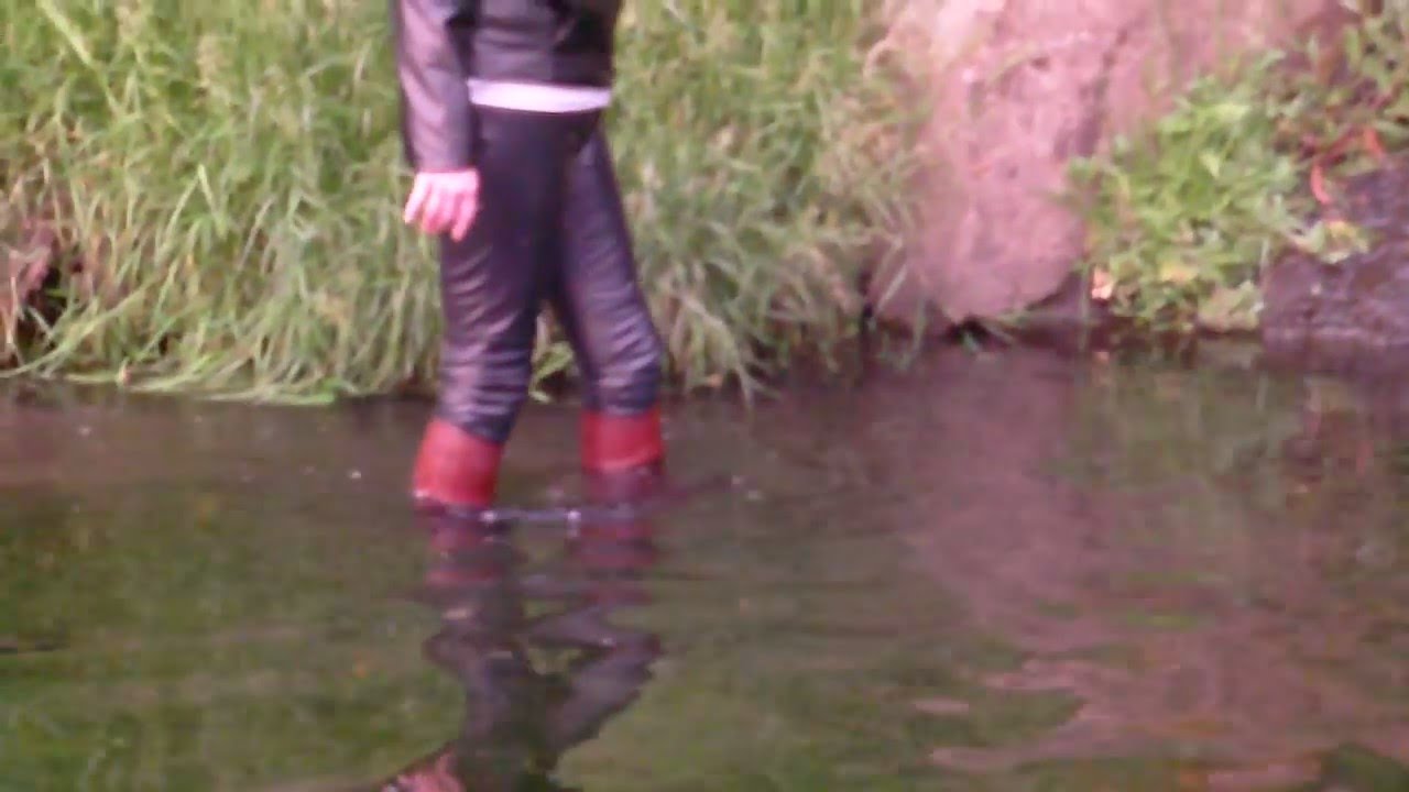 TEASER FLOODING MY SUPER TALL AIGLE RIDING BOOTS IN THE BROOK - YouTube