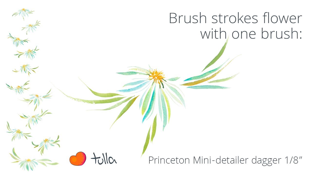 Brush strokes flower with: Princeton Mini-detailer dagger 1/8" (01/11 ...