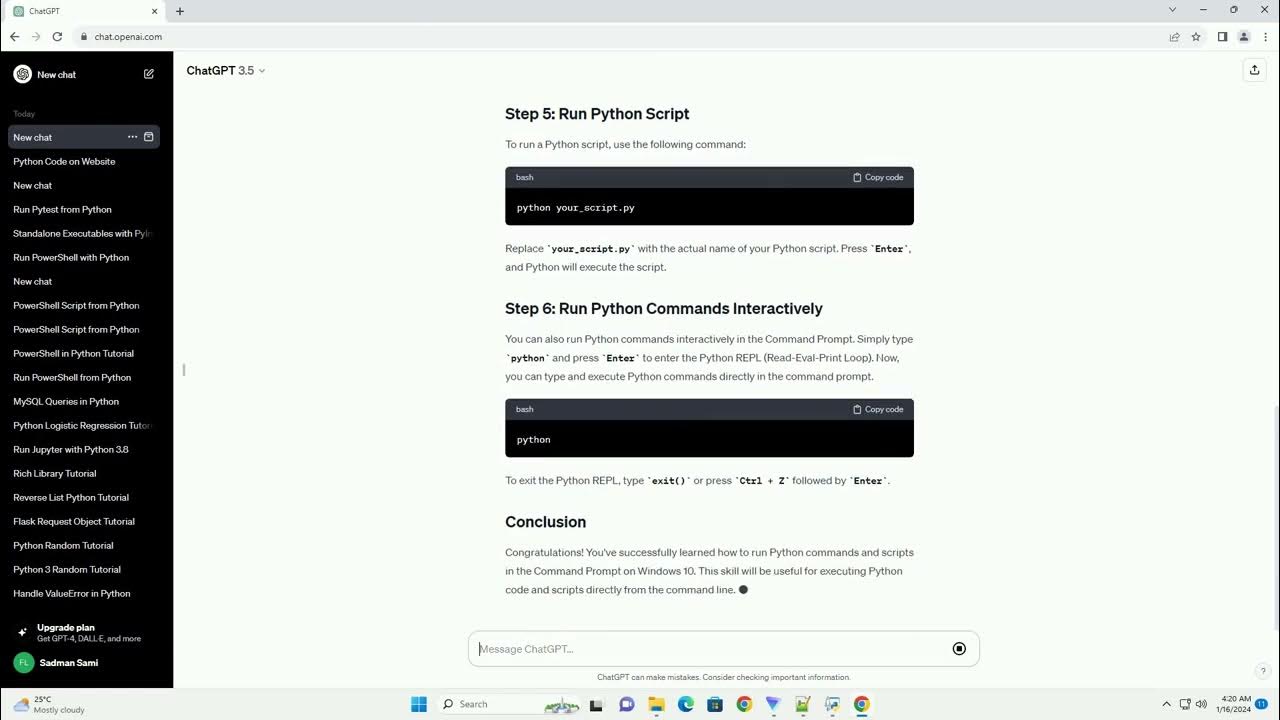 run python command prompt windows 10 - YouTube