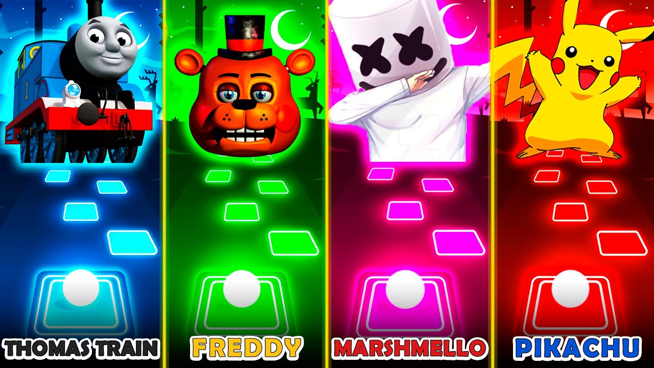 Thomas Train Vs Freddy Vs Marshmello Vs Pikachu — Tiles Hop EDM Rush ...