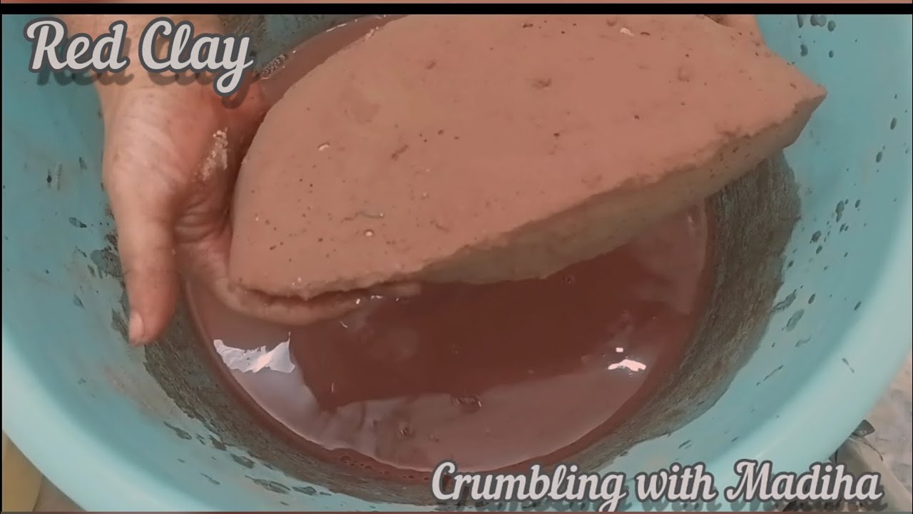 ASMR||Reform Red Clay crumbling in muddy💦||yummiest creamy texture ...