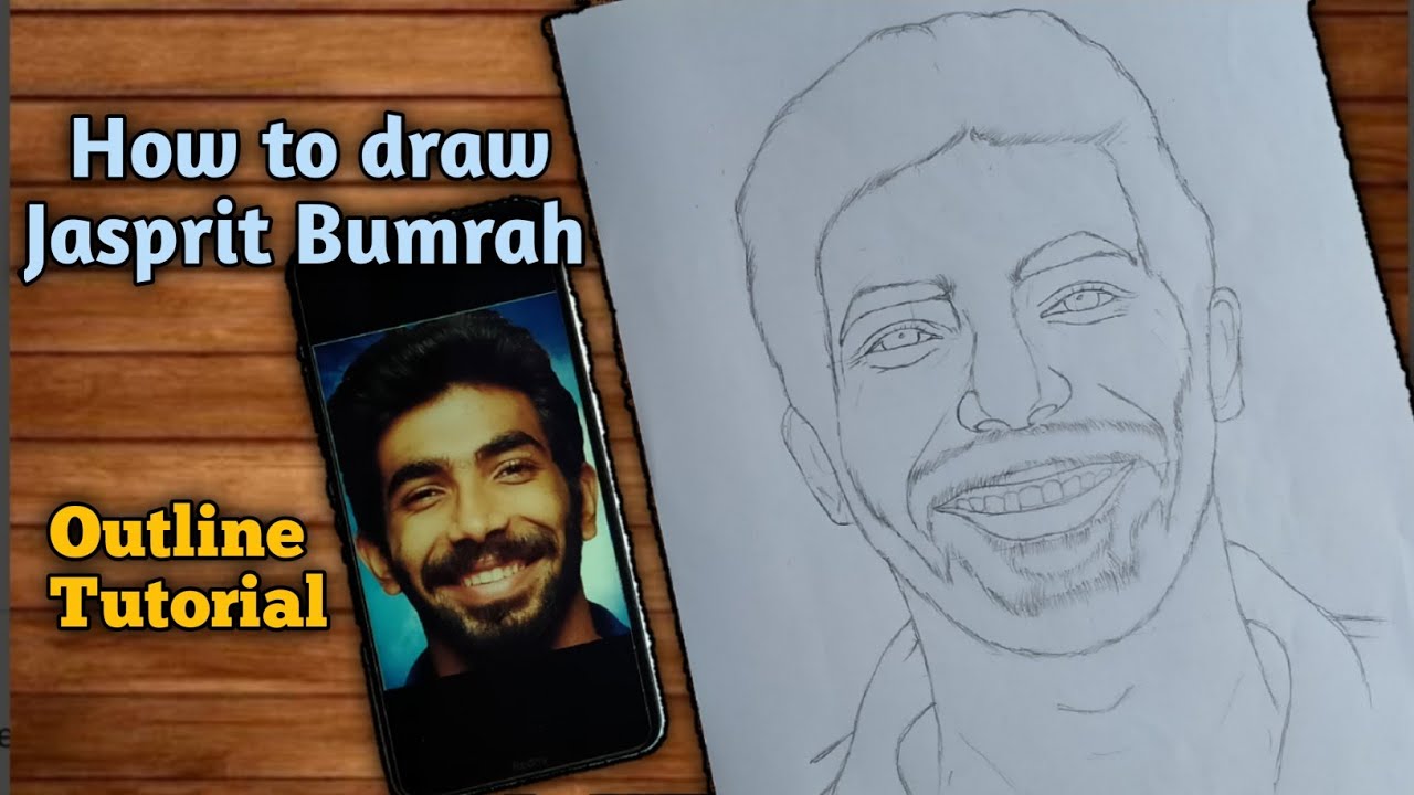 How to draw Jasprit Bumrah|part 1|online tutorial|grid method|Artist ...