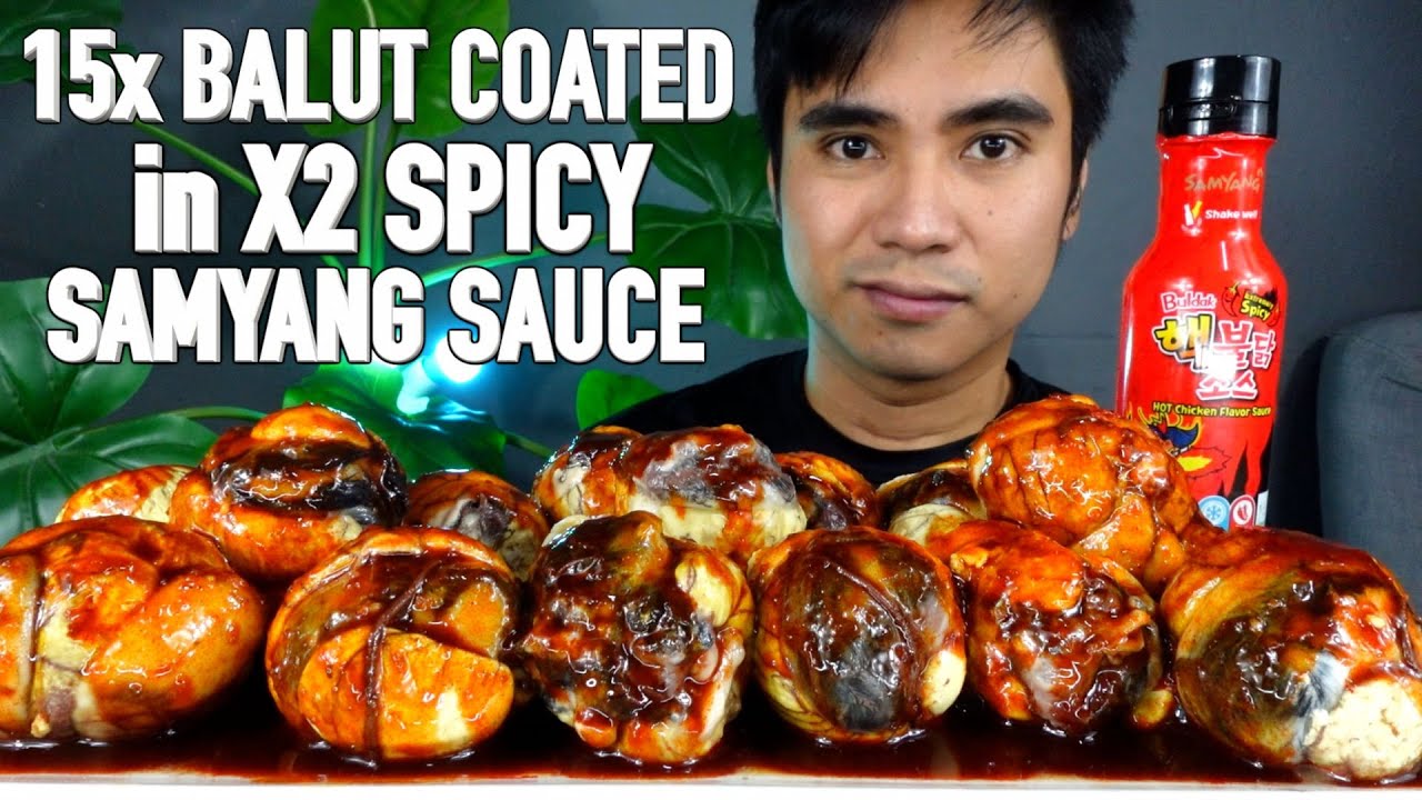BALUT coated in x2 SAMYANG sauce - YouTube