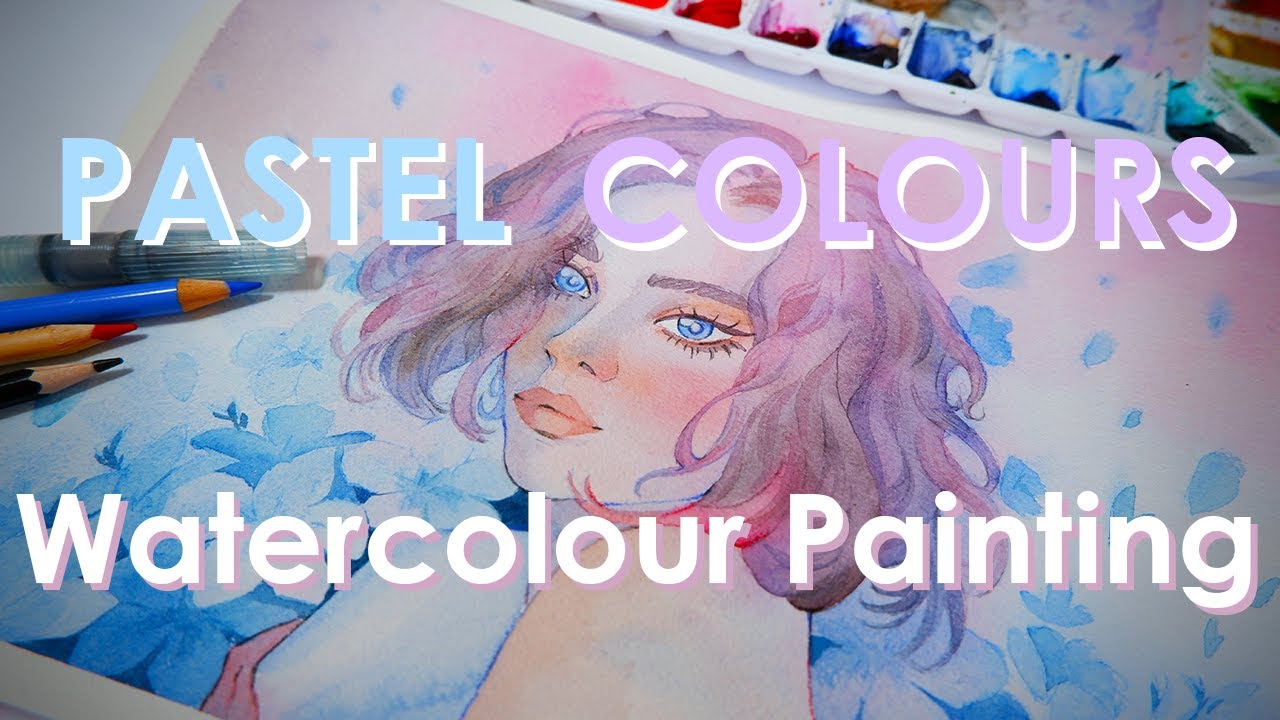 Painting a Watercolour Portrait with PASTEL COLOURS - YouTube