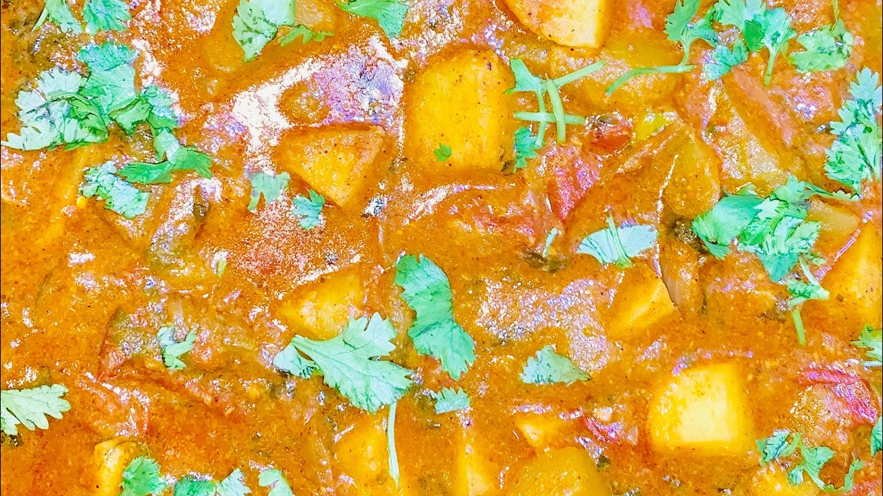 How To Make Traditional Healthy Tasty Aloo Raw Mango Masala Curry - YouTube