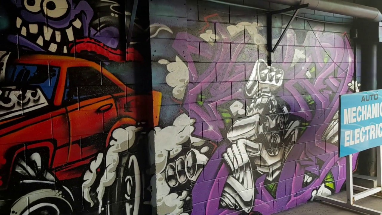 Part 3 Autostyle Warehouse Graffiti / Mural - YouTube