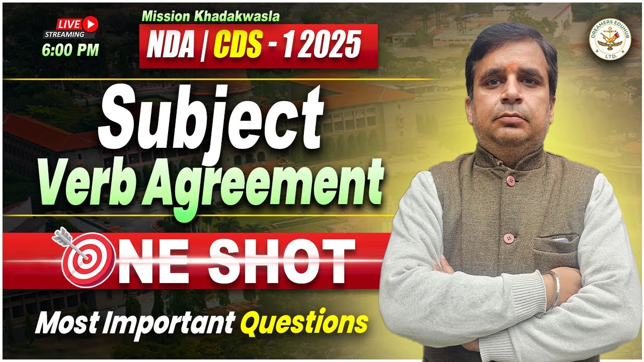 NDA English : Subject Verb Agreement | NDA 1 2025 | CDS 1 2025 | # ...