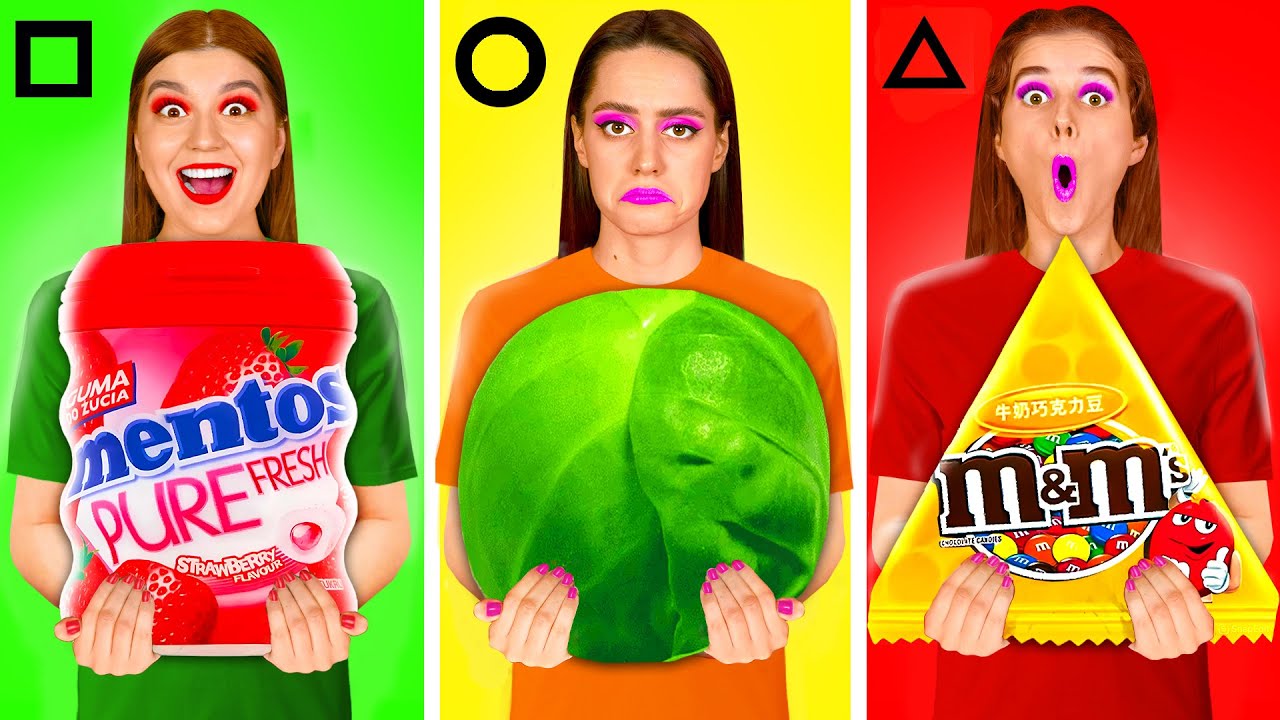 Geometric Shape Food Challenge | Eating Only One Shape by DaRaDa ...