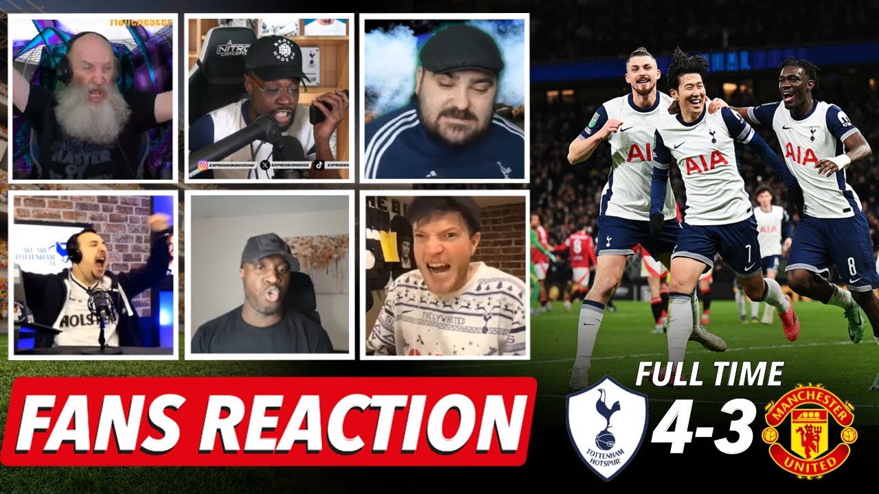 SPURS FANS ROLLER COASTER FANS REACTION TO TOTTENHAM 4-3 MAN UNITED ...
