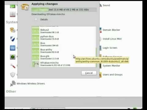 Language selection (English - Japanese),Linux Mint 11 Live session 1/2 ...
