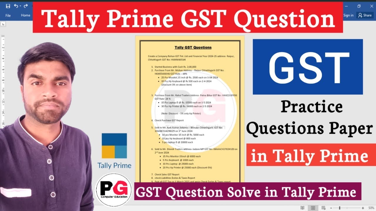 GST Question in Tally Prime || GST Question Paper Solve in Tally ...