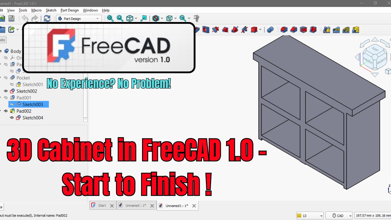 Build THIS in FreeCAD 1.0 – Complete Cabinet 3D Modeling Tutorial ...