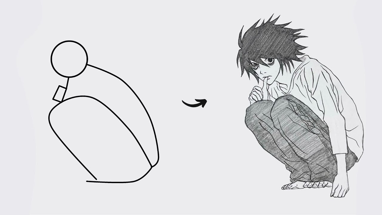 How to draw L Lawliet full body | Easy step-by-step | Death Note - YouTube