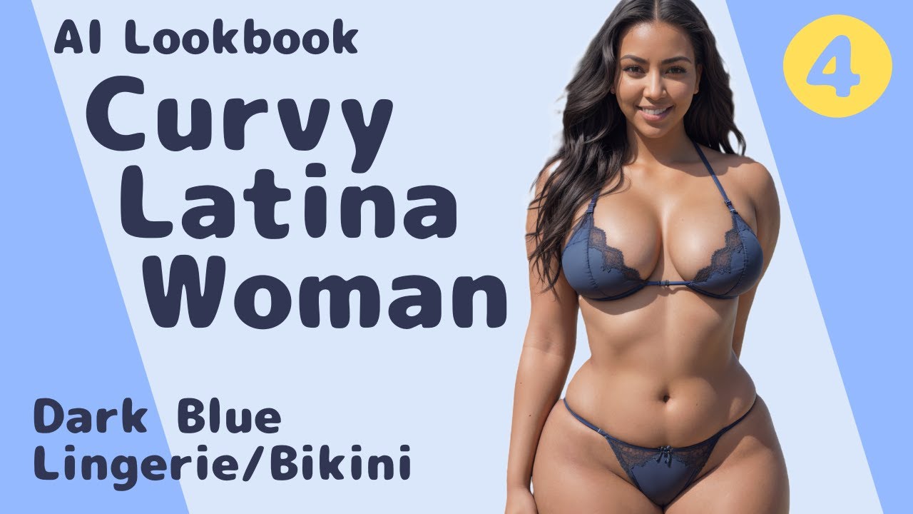 AI Art LookBook: Curvy Latina Woman in Dark Blue Lingerie / Bikini - Plus size model - Part ...