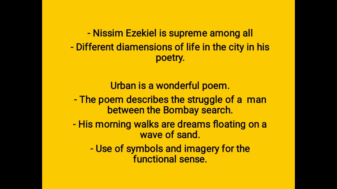 "Urban"- Poem by Nissim Ezekiel ( M.A.-II Sem-4); - YouTube