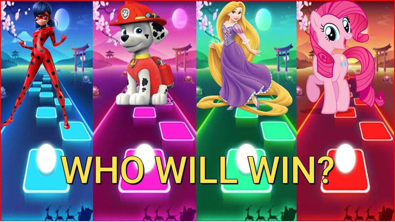 Tiles Hop EDM Rush Lady Bug vs Marshall vs Rapunzel vs Pinki Pie - YouTube
