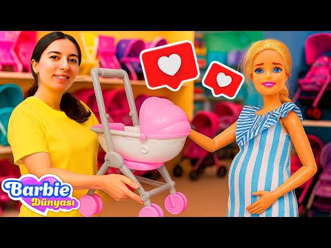 Barbie hamile! Esma ile bebek arabası seçip minik bebek için alışveriş yapıyorlar! Kız videoları.