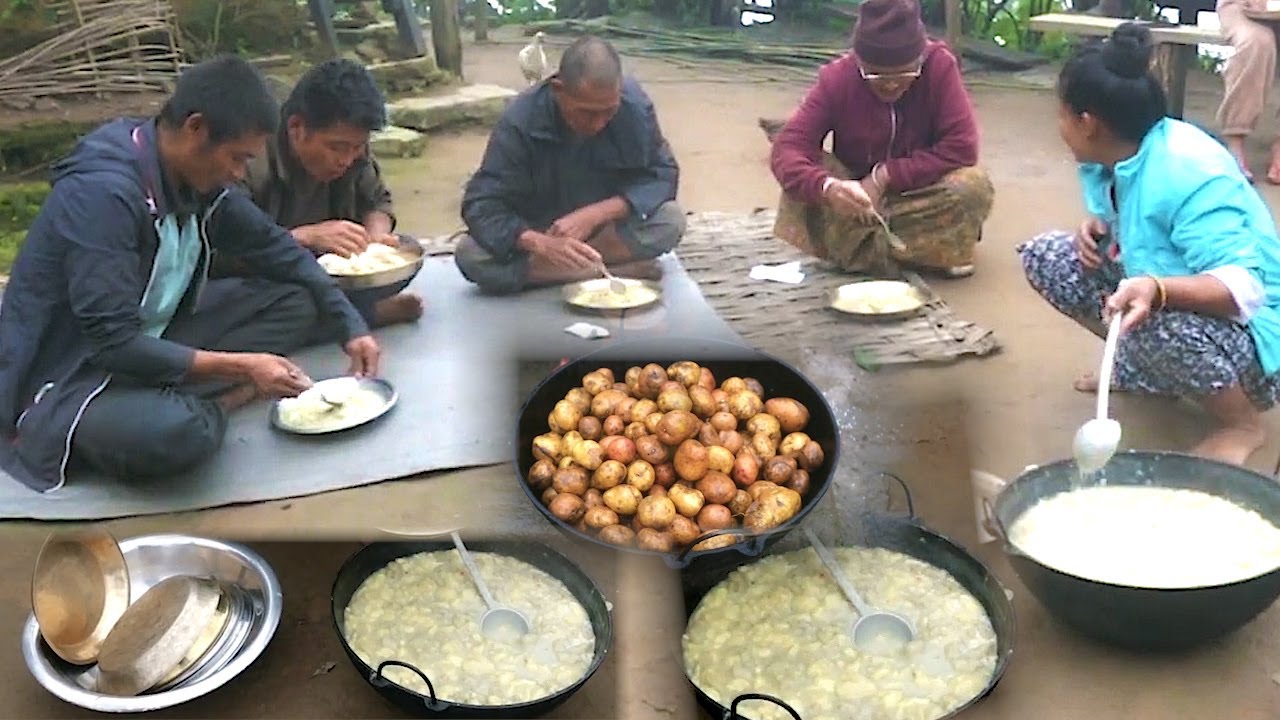 Village potato food "RILDUK" cooking and eating - YouTube