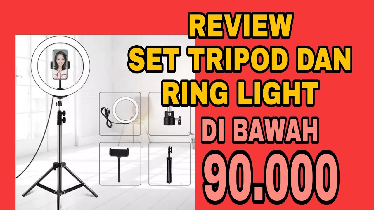 Review Lampu Ring Light Complete set Lampu LED + Tripod 210cm + Phone ...