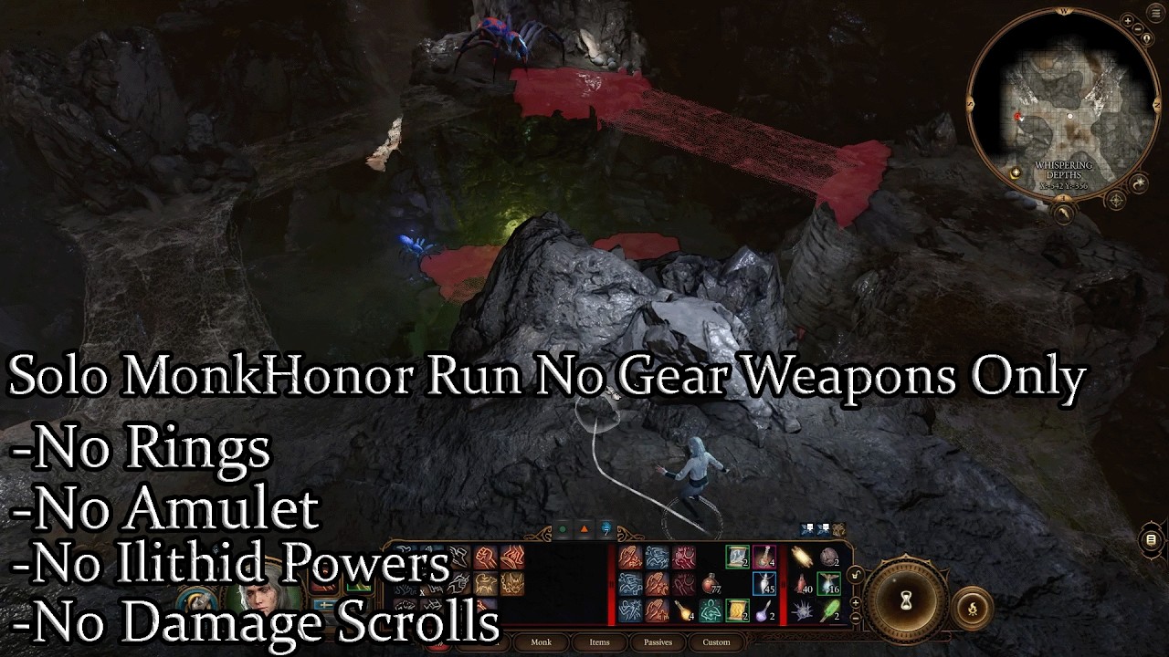 Solo Monk Whispering Depths Spider Matriarch No Gear Honor Run - YouTube