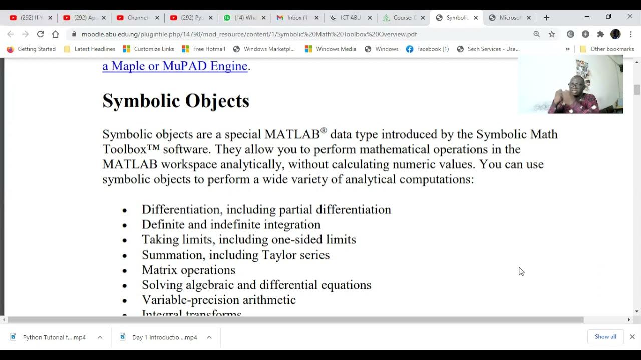 Dce110 Intro To Matlab Symbolic Computation Differentiation Integration And Algebraic Equation