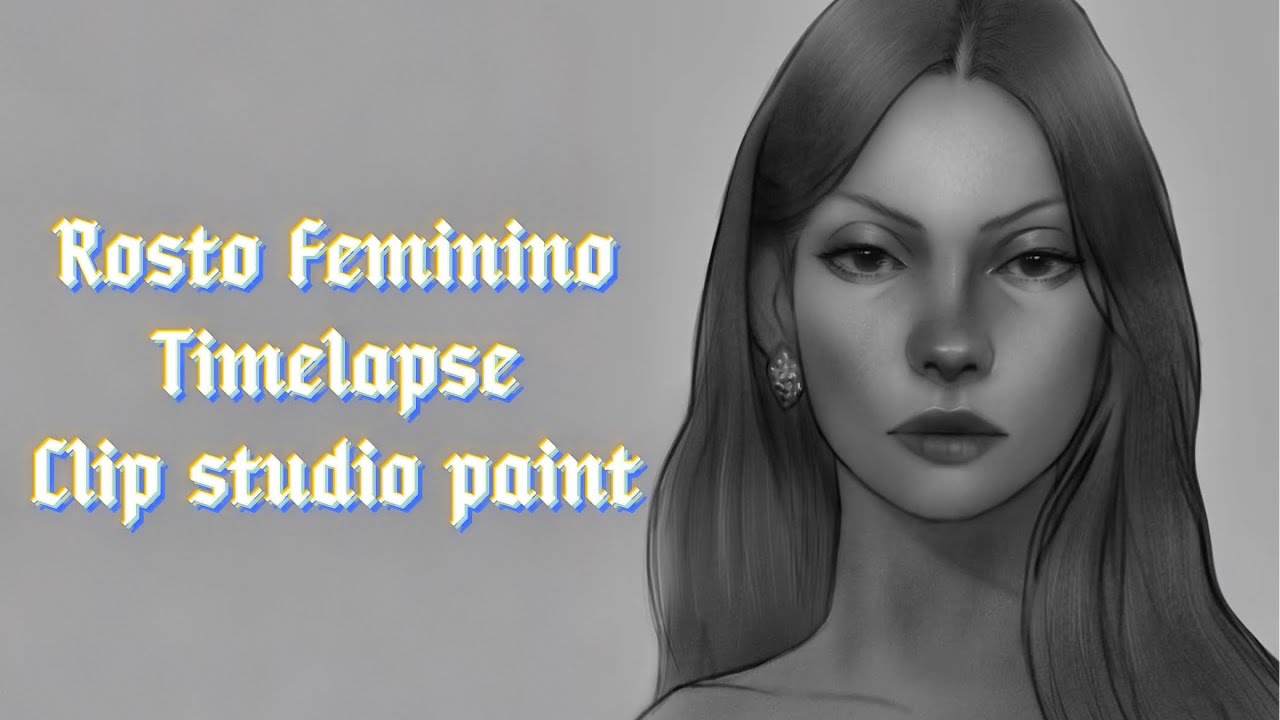 Female portrait timelapse process - Clip studio paint - YouTube