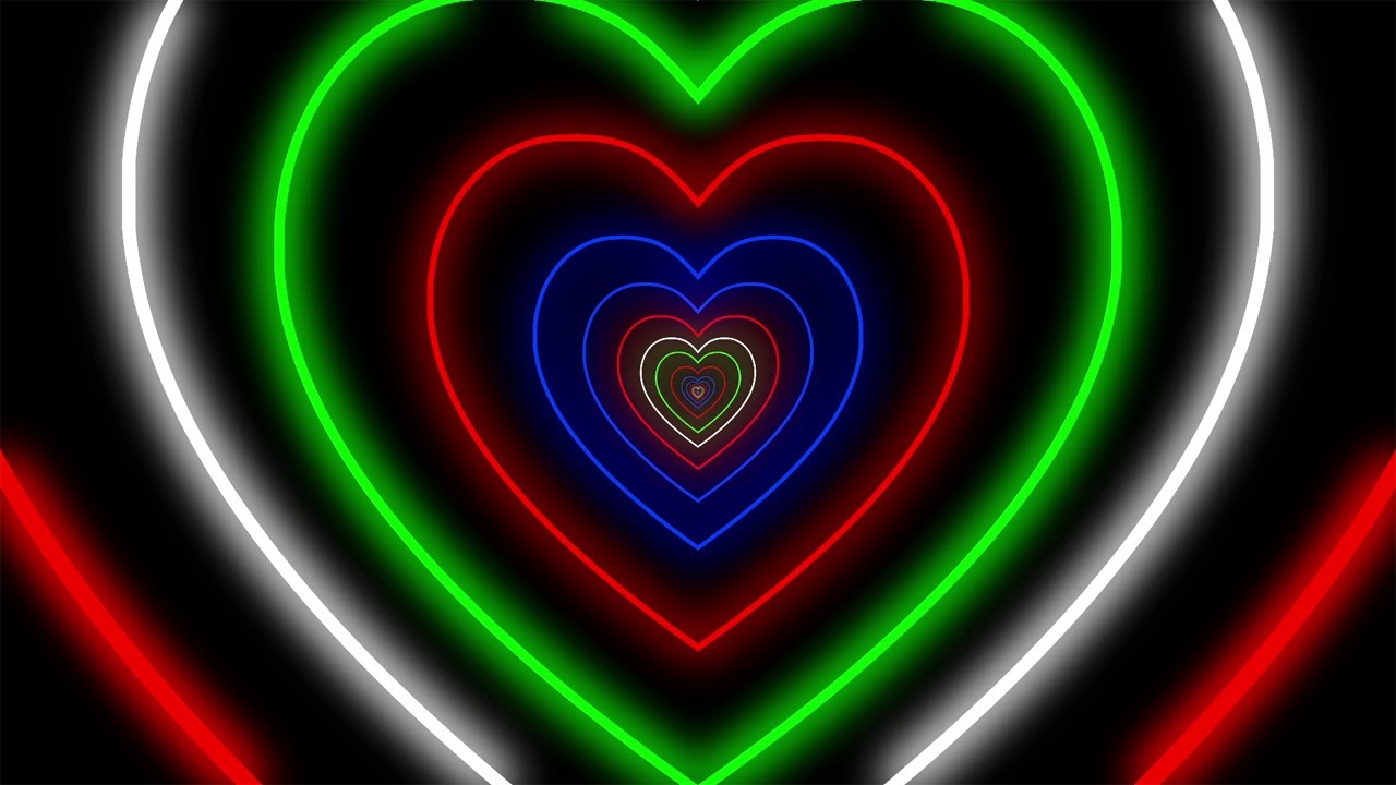 Blue and Green Heart Loop Animated Background video ǁ neon heart tunnel ...