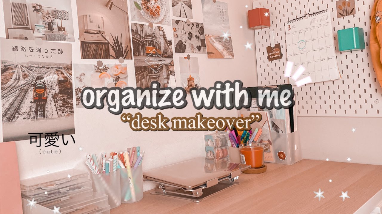 organize my desk with me 2021! 🌿🍄desk makeover + stationery ...