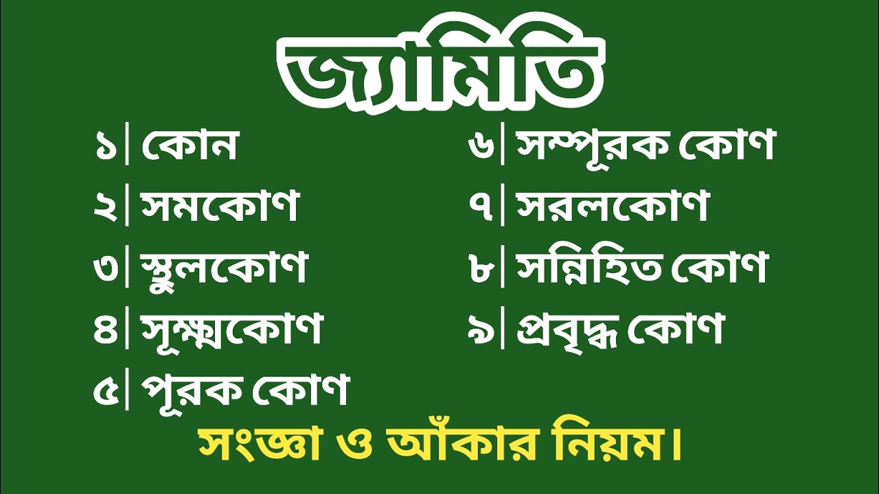 kon kake bole koto prokar o ki ki | কোণ কাকে বলে কত প্রকার ও কি কি ...