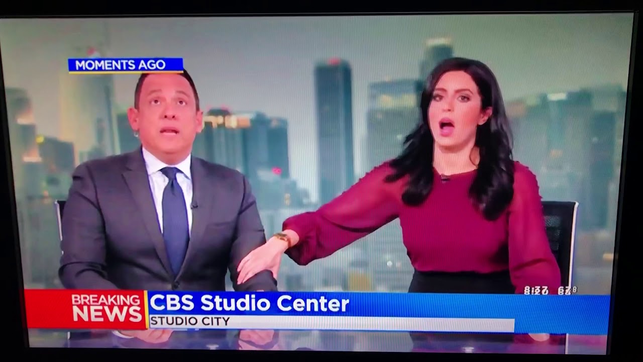 KCAL News anchors take cover during earthquake - YouTube