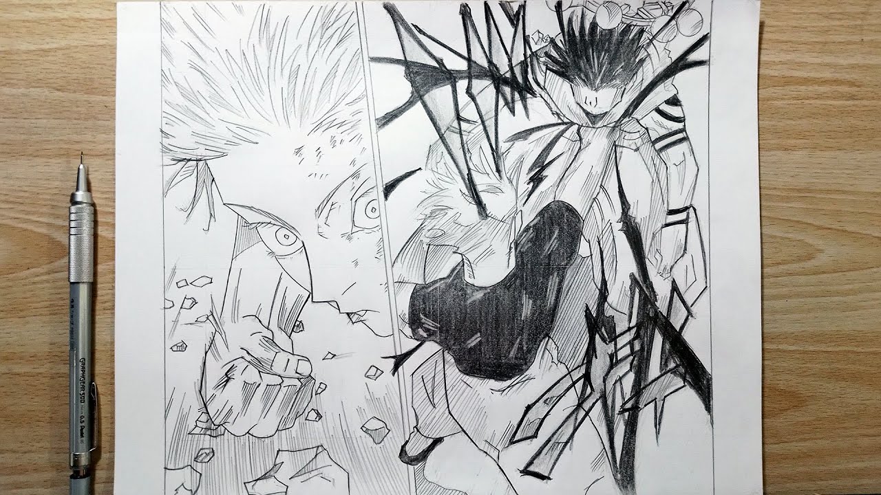 How to draw Gojo vs Sukuna Black Flash | Step by Step | Jujutsu Kaisen ...