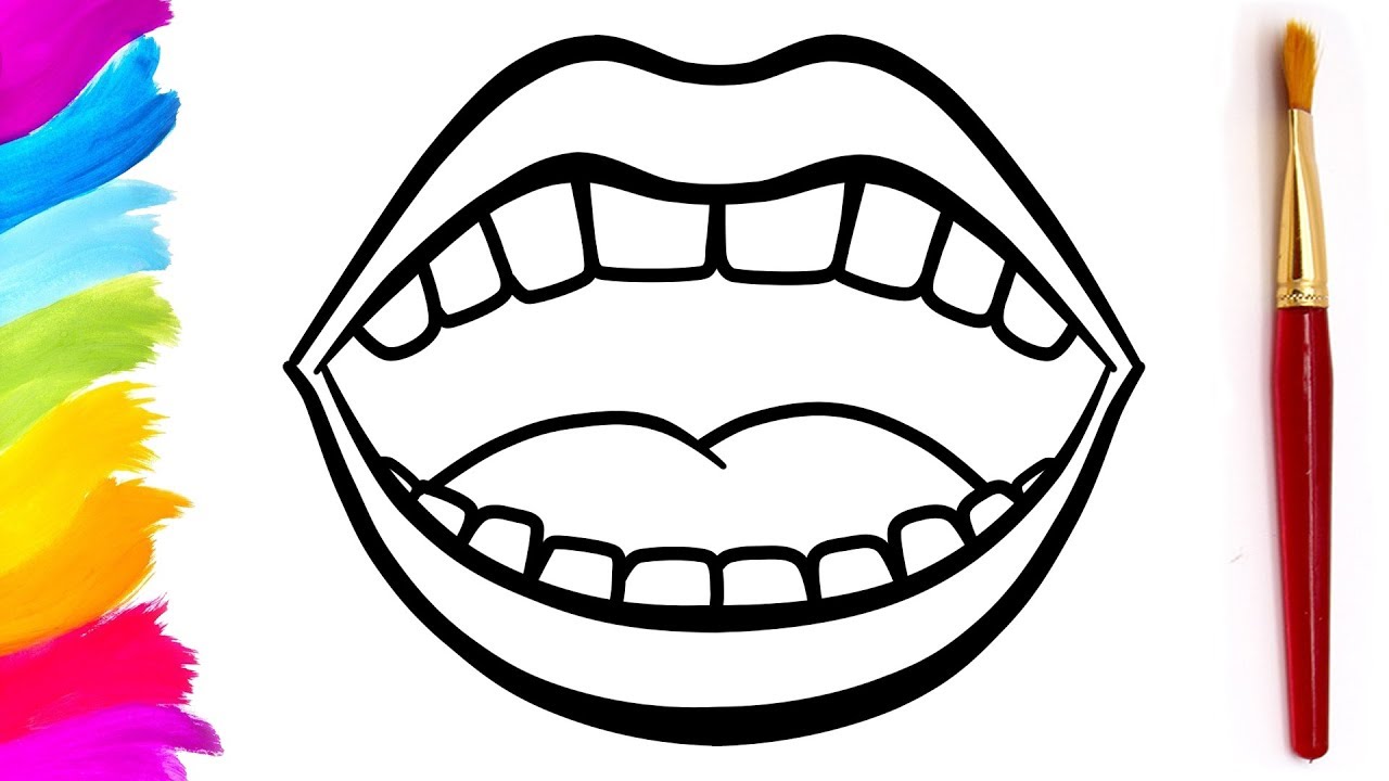 Lips and Rainbow Teeth coloring and drawing Learn Colors for kids ...