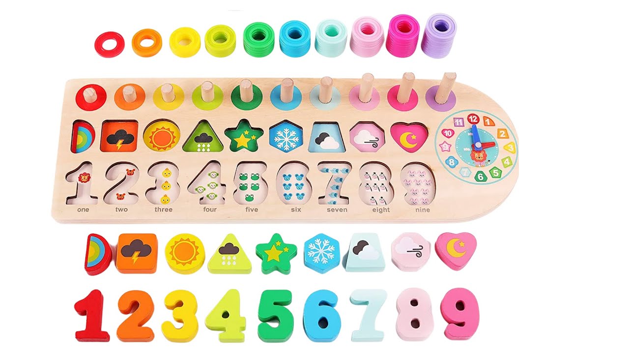 Learn numbers and shapes with wooden toy -numbers and shapes - YouTube