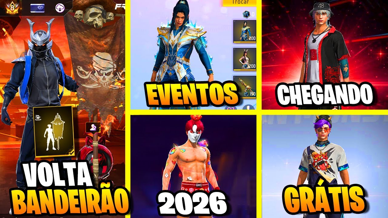 FINALMENTE BANDEIRÃO, PARCERIA 2026, SKIN GRÁTIS, NOVIDADES FREE FIRE ...
