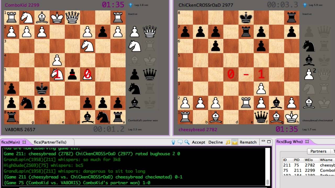 Bughouse Chess on FICS (high bug) - YouTube