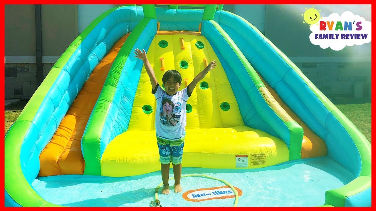 Giant Inflatable Water Slide Kids Playtime with Ryan's Family Review ...