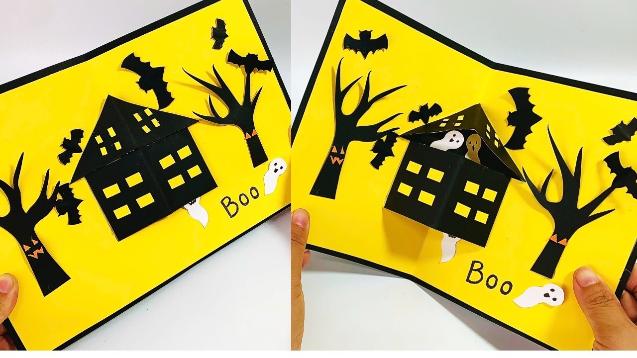 Easy Haunted House Pop-Up Card Tutorial 👻 | DIY Halloween Craft | DG ...