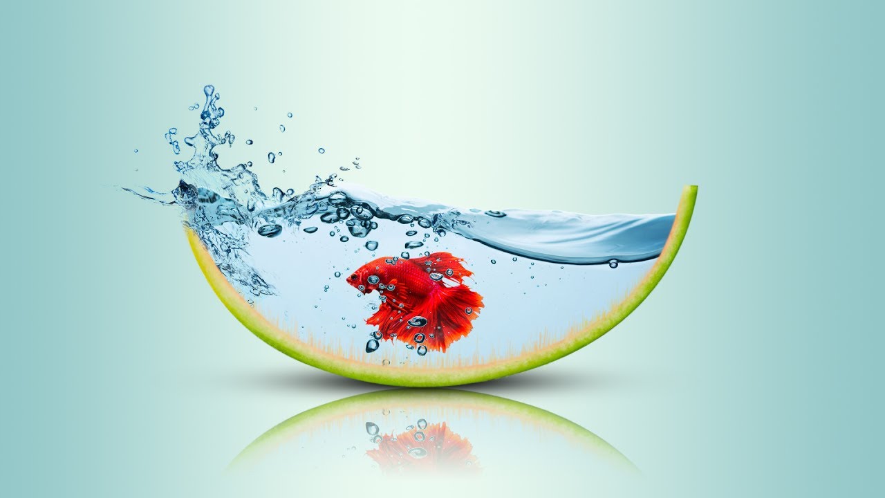 Photo Manipulation Photoshop Tutorial: Goldfish in Watermelon - YouTube