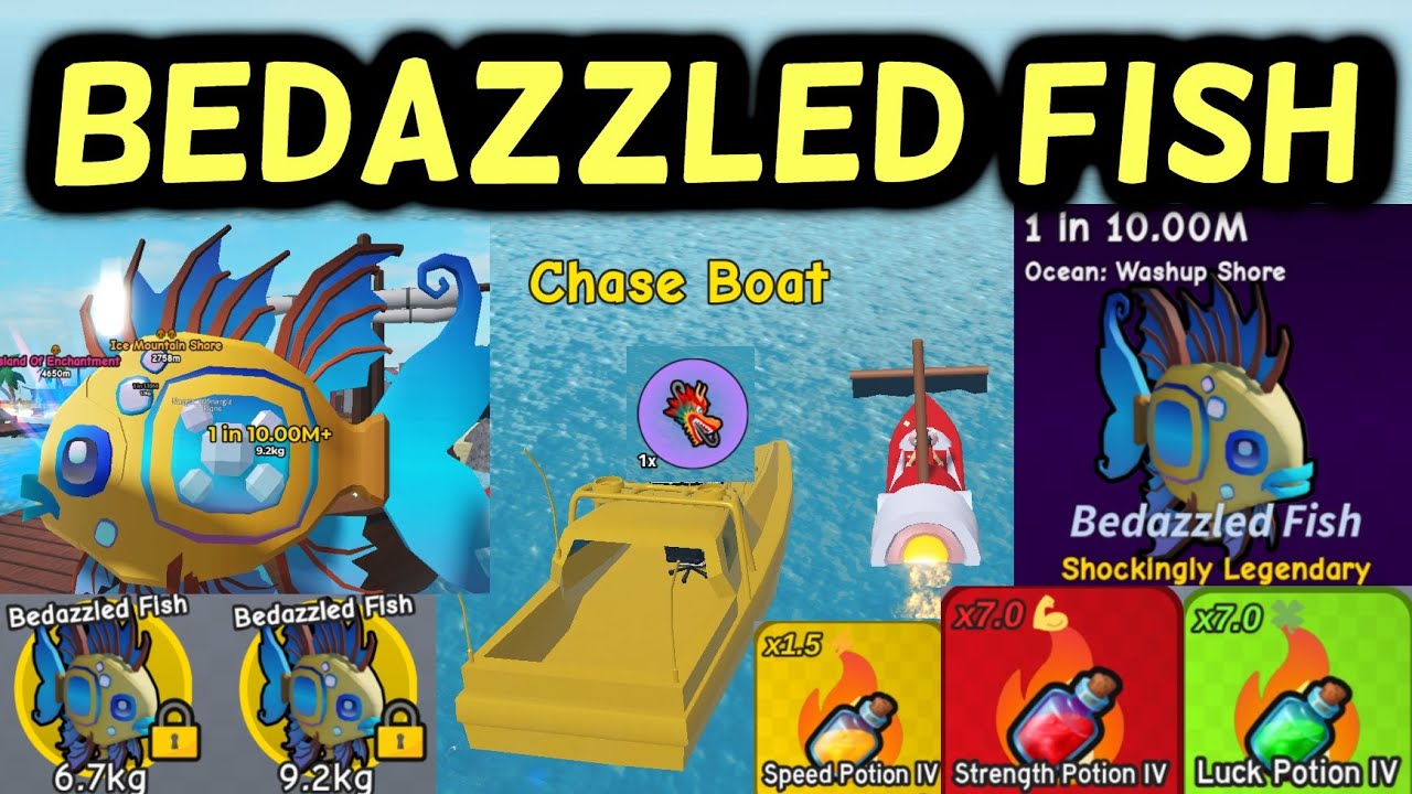 How to Get BEDAZZLED FISH & UNLOCK CHASE BOAT in GO FISHING [ Stats Rod ...