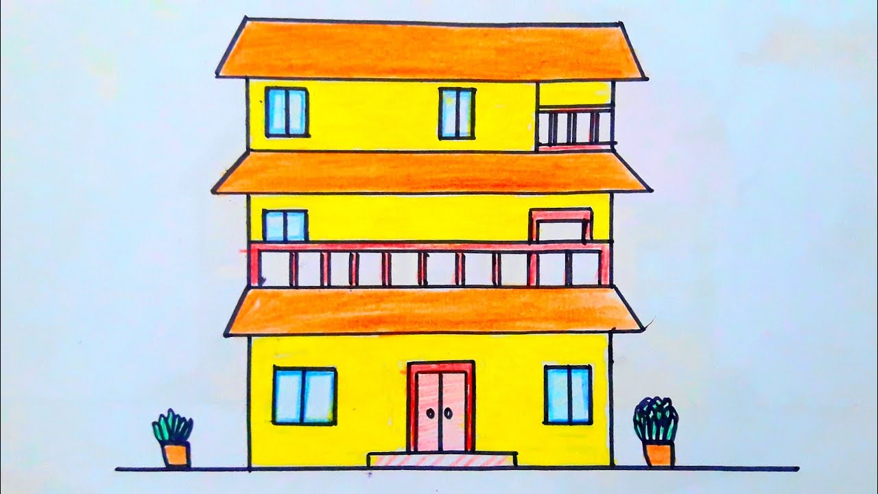 How to draw house easy||house ki drawing||draw house step by step||3 ...