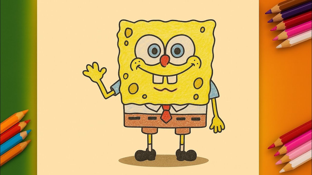 How to Draw SpongeBob Step-by-Step for Kids | Easy Drawing & Coloring ...