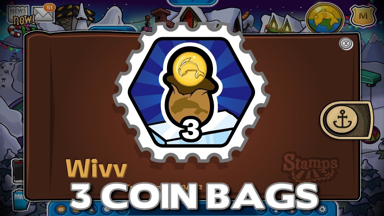 Club Penguin 3 Coin Bags Stamp Puffle Rescue - YouTube