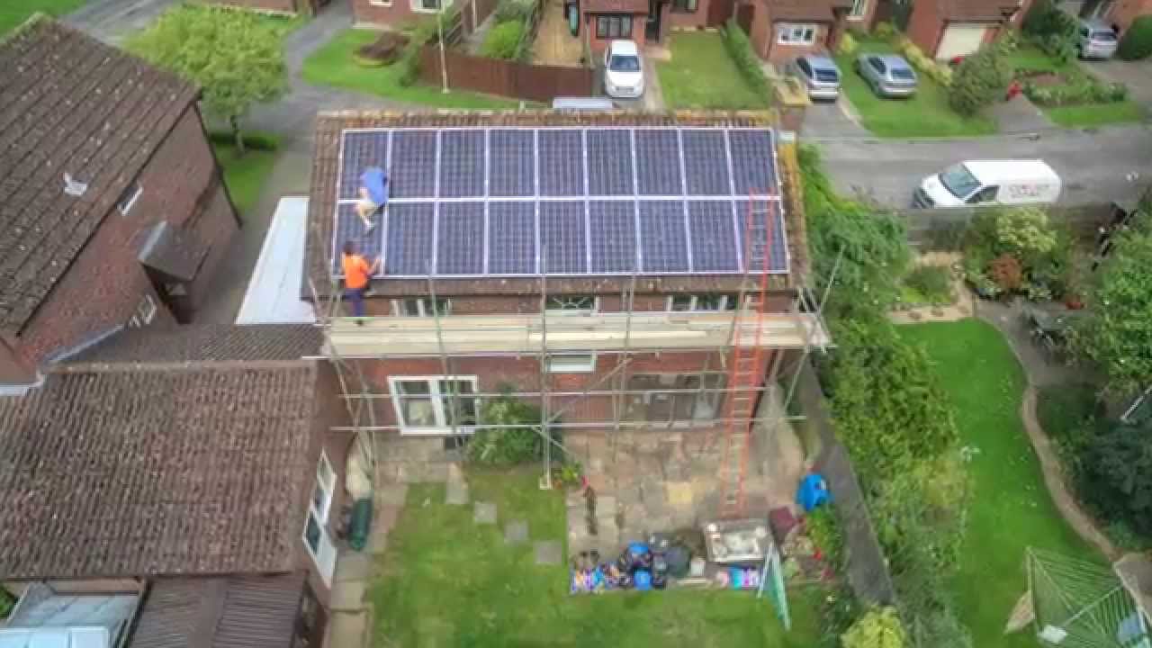 Solar Panels installation on a domestic property. Photovoltaic Panels ...