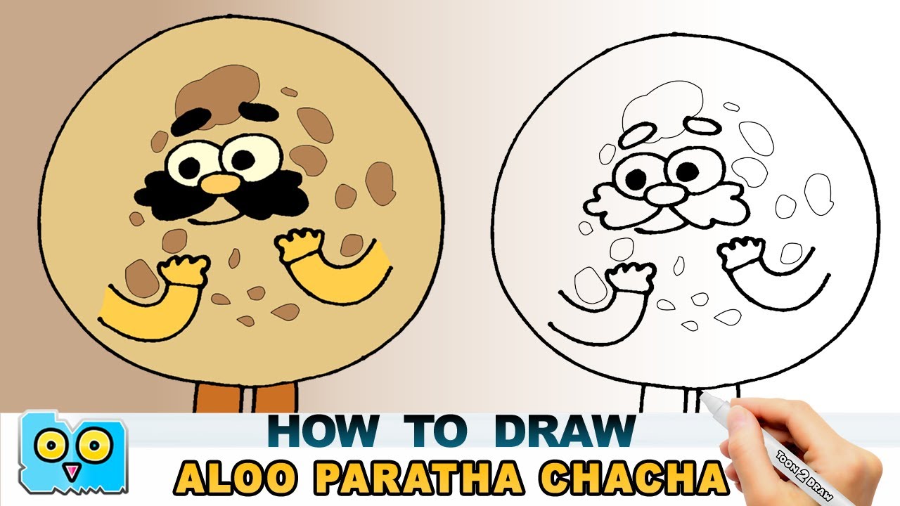 How to Draw Aloo Paratha Chacha | Simple Samosa - YouTube